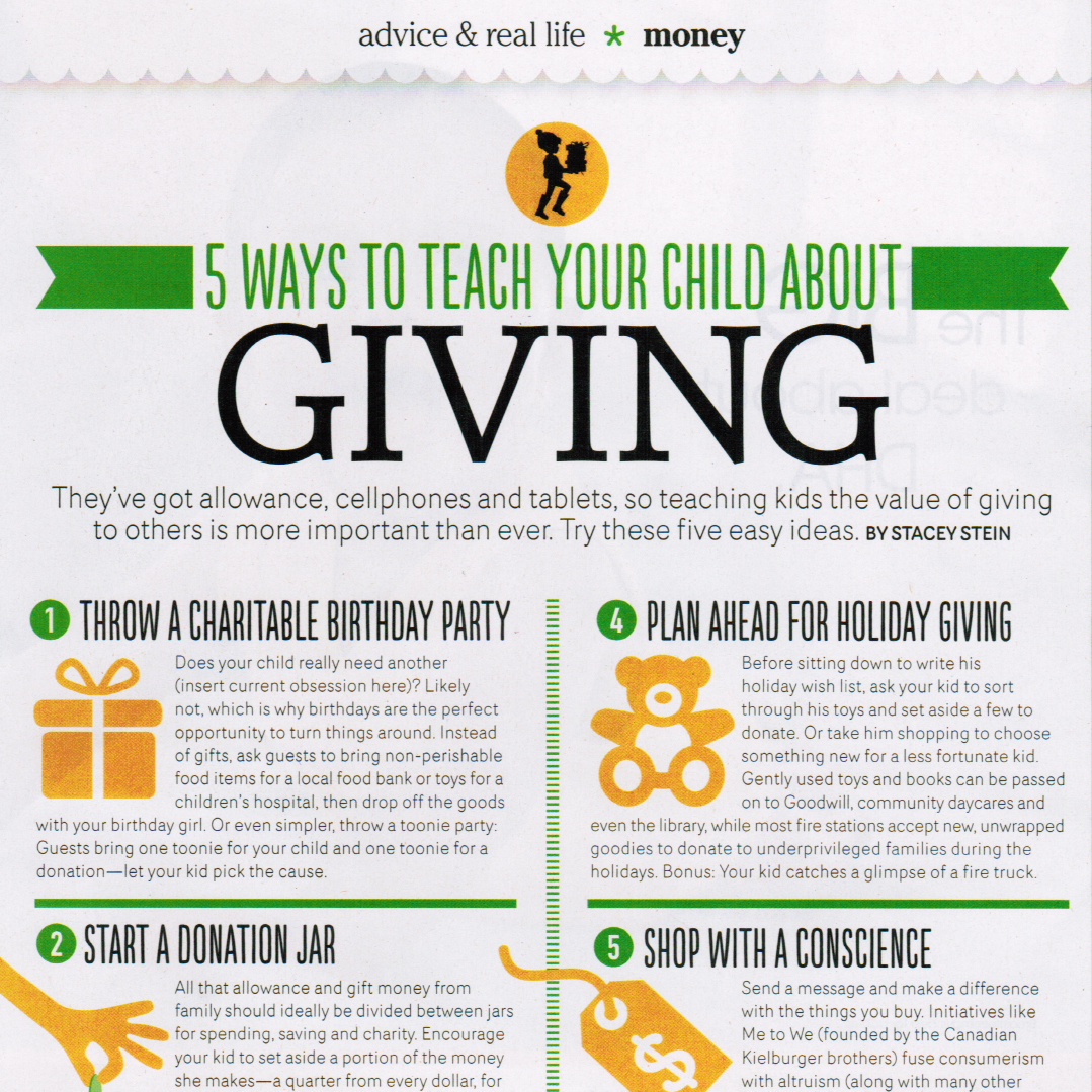Today's Parent, 5 ways to teach your child about giving - Stacey Stein