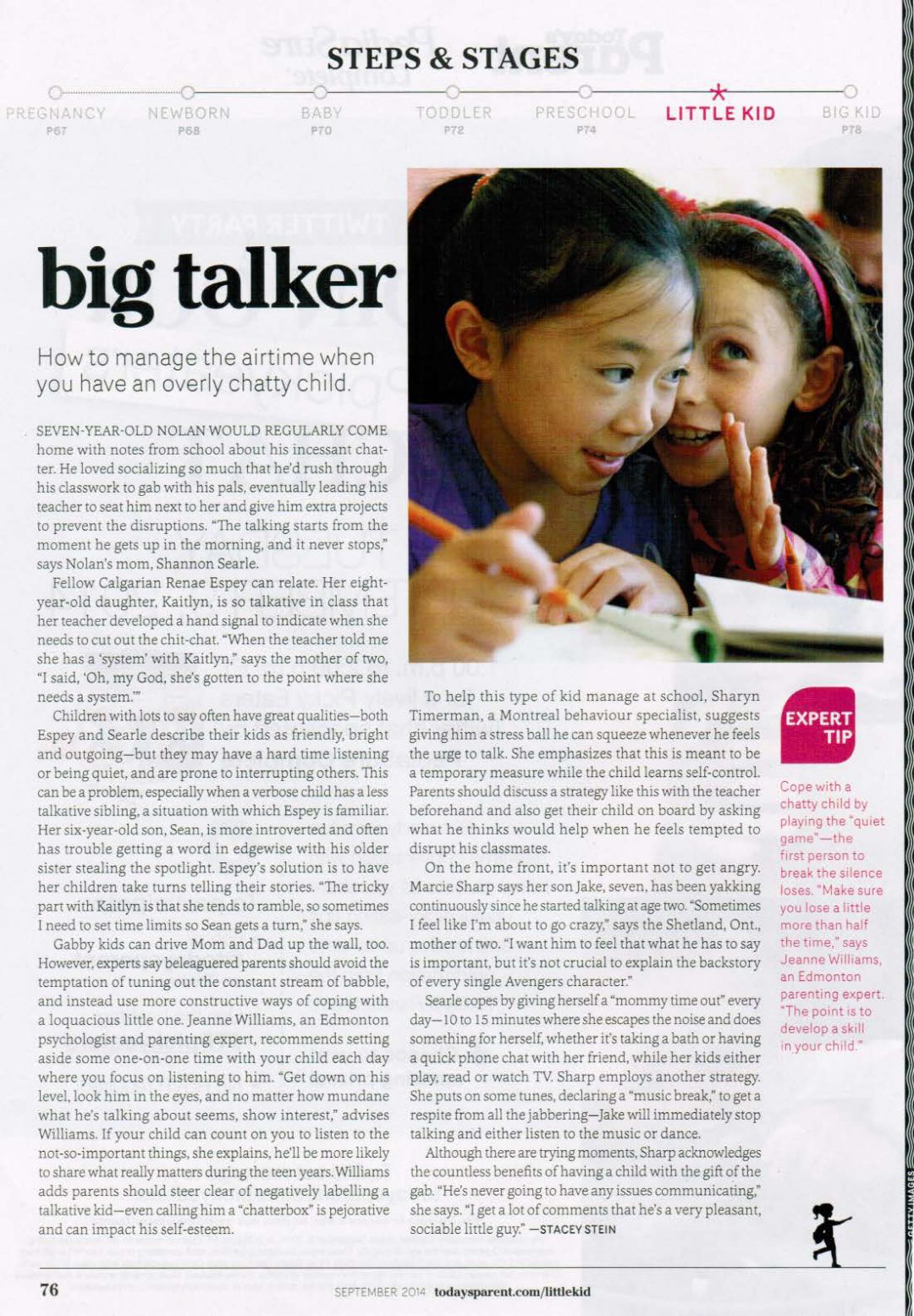 Today's Parent, Big talker - Stacey Stein